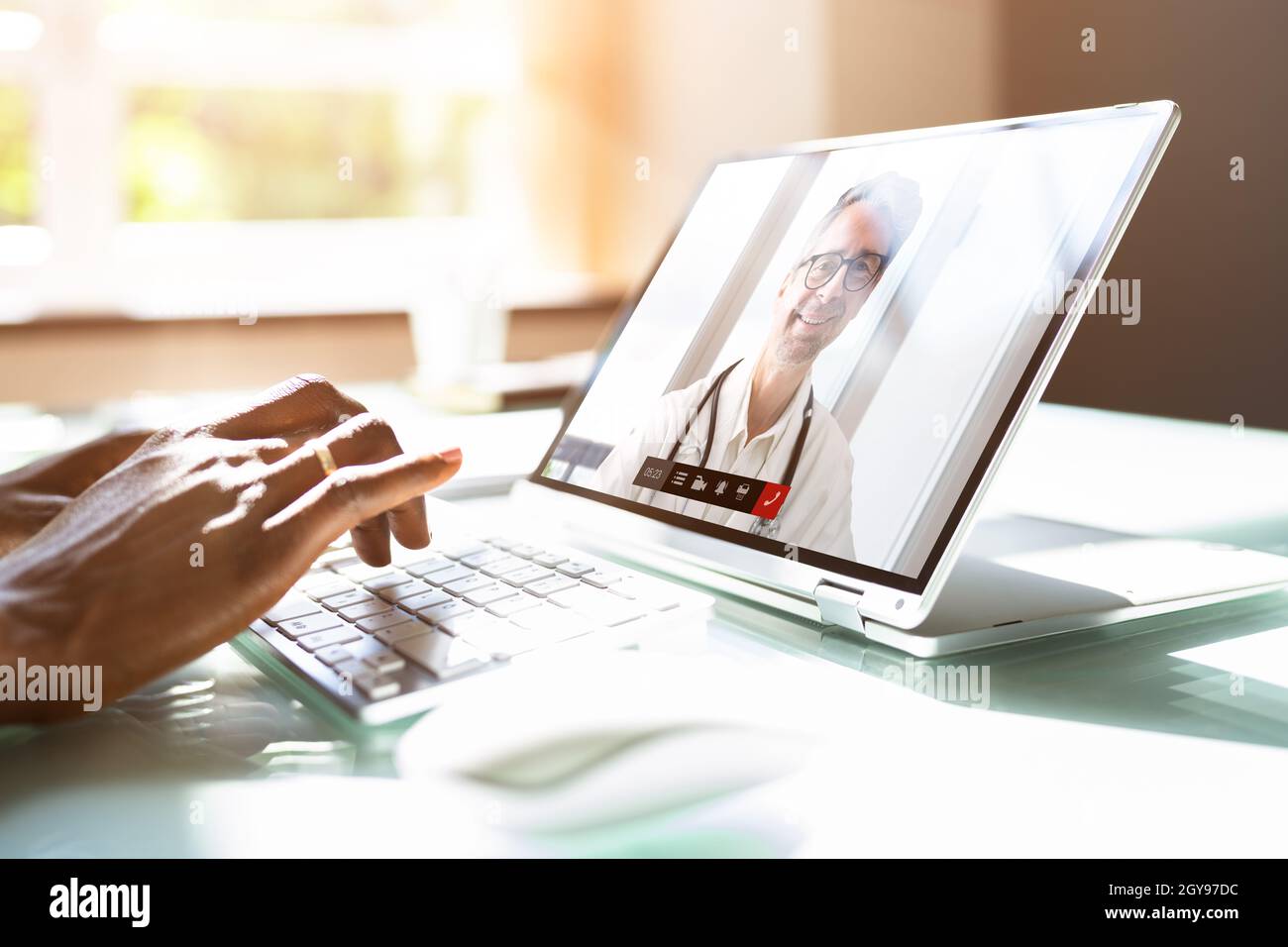 Medical Doctor Video Conference Webinar. Digital Healthcare Stock Photo ...