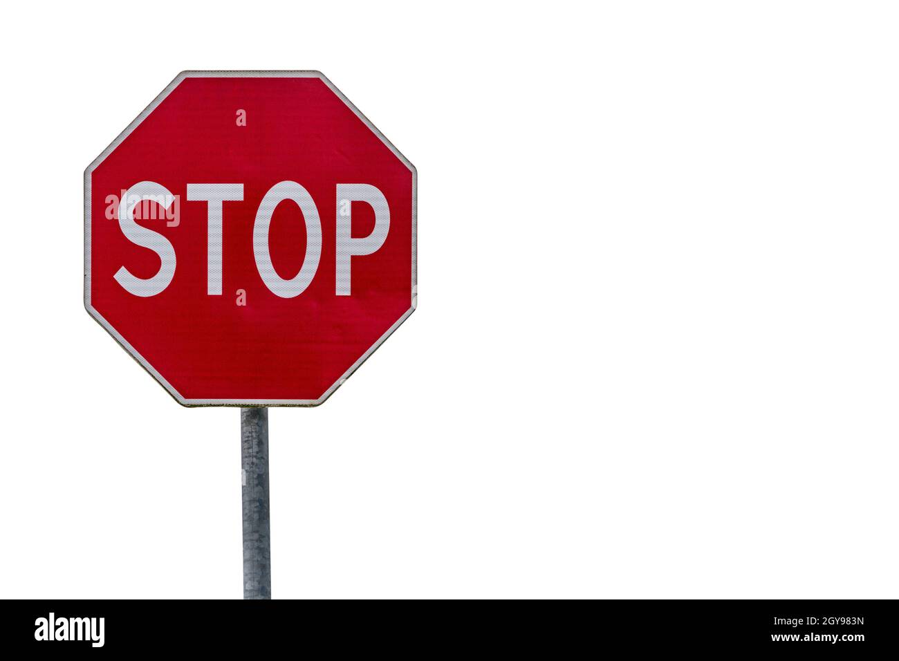 Stop sign isolated over white background. Copy space Stock Photo - Alamy