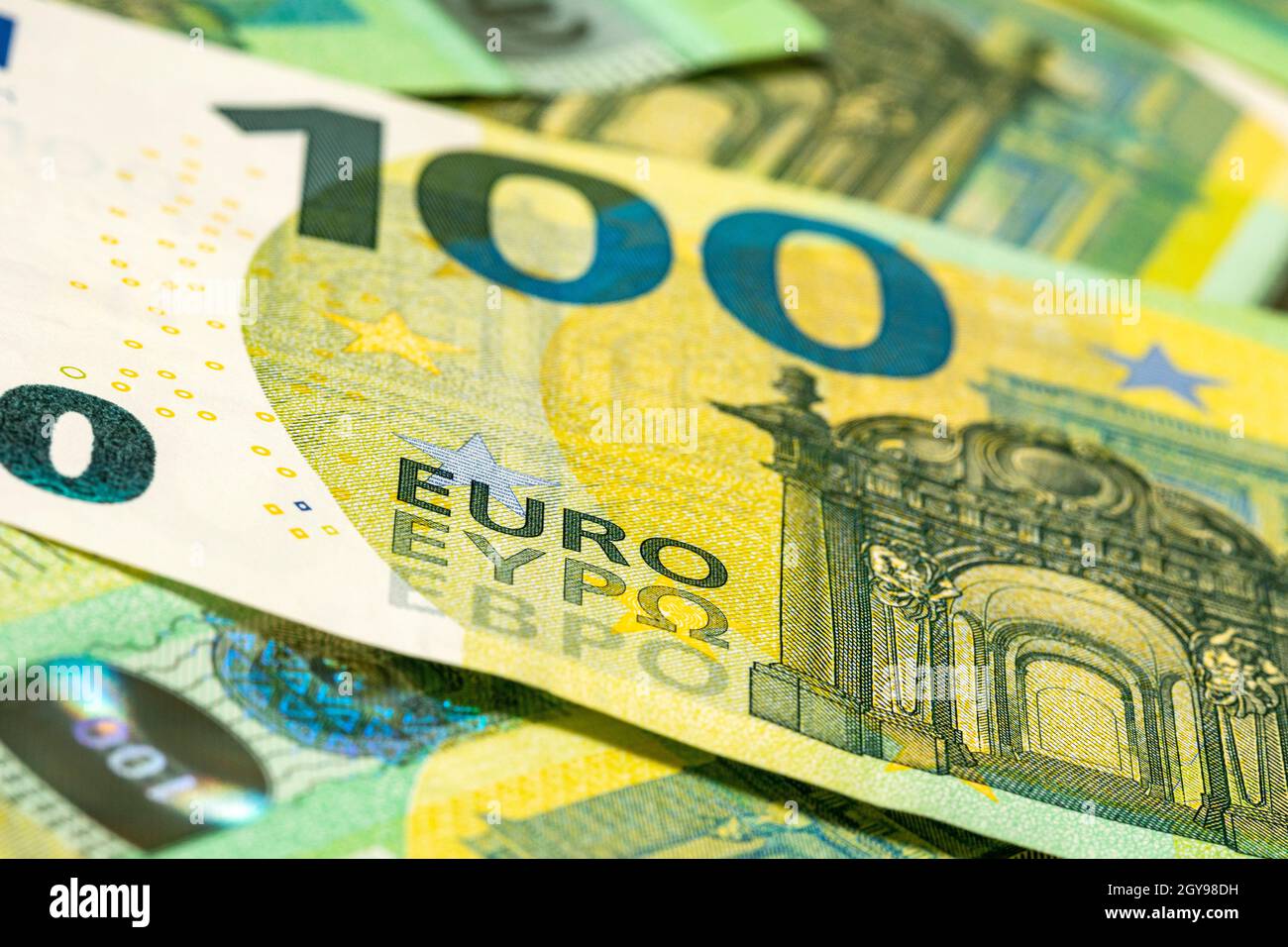 Euro money cash background. Pile of paper euro banknotes as part of the ...