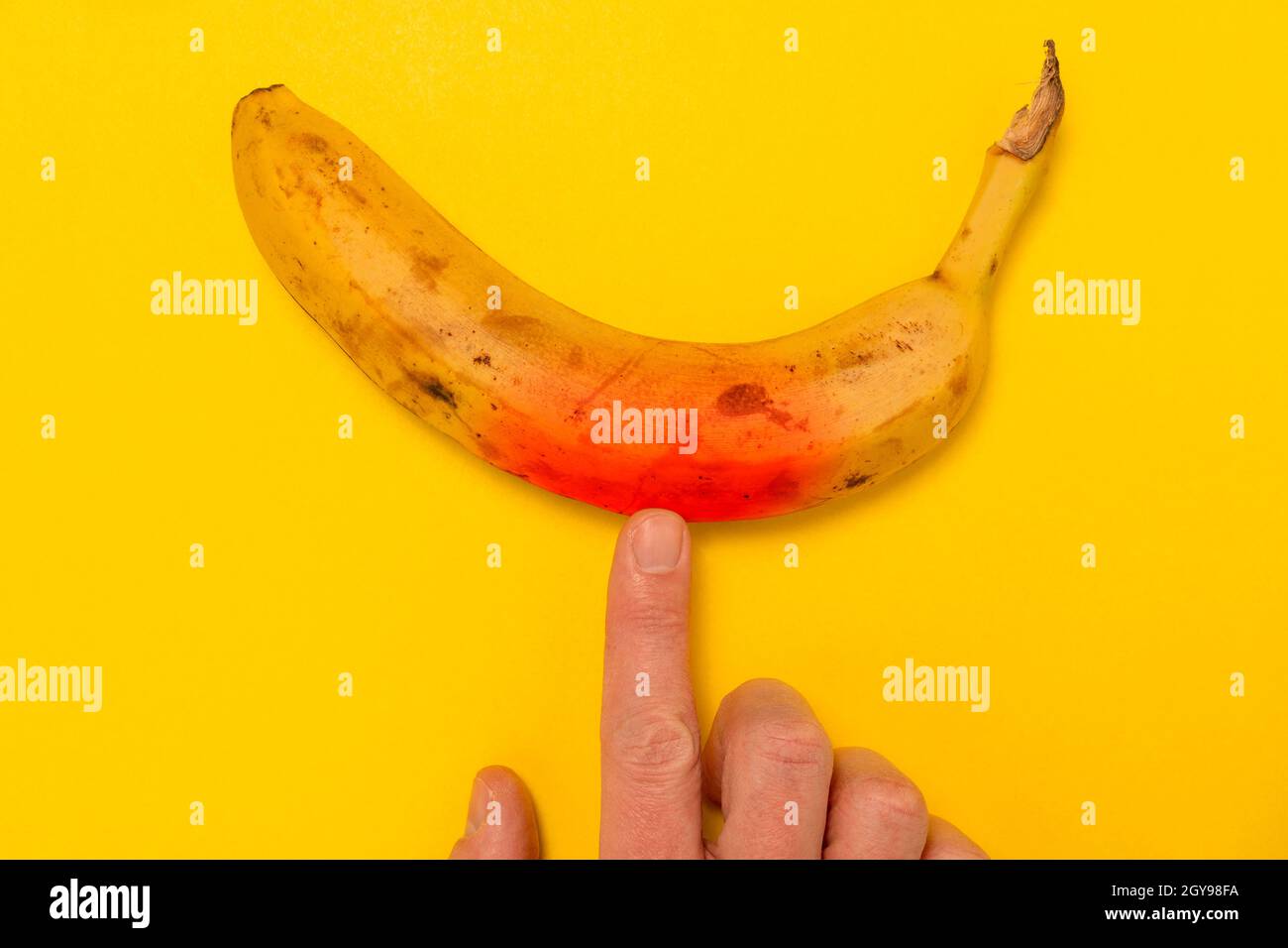 Banana changing color when finger touching it. Genetically modified ...