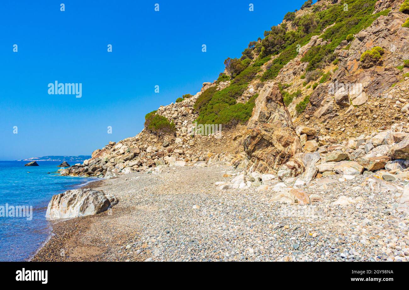 Natural coastal landscapes on Kos Island in Greece with mountains ...