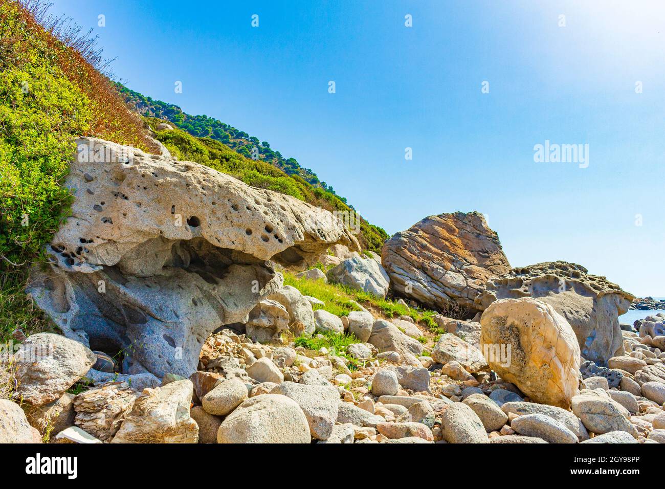 Natural coastal landscapes on Kos Island in Greece with mountains ...