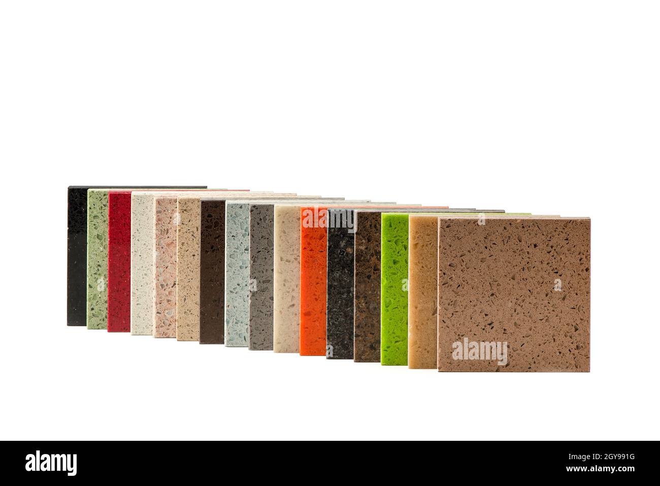 Samples of stone countertops on a white isolated background. Set of ...