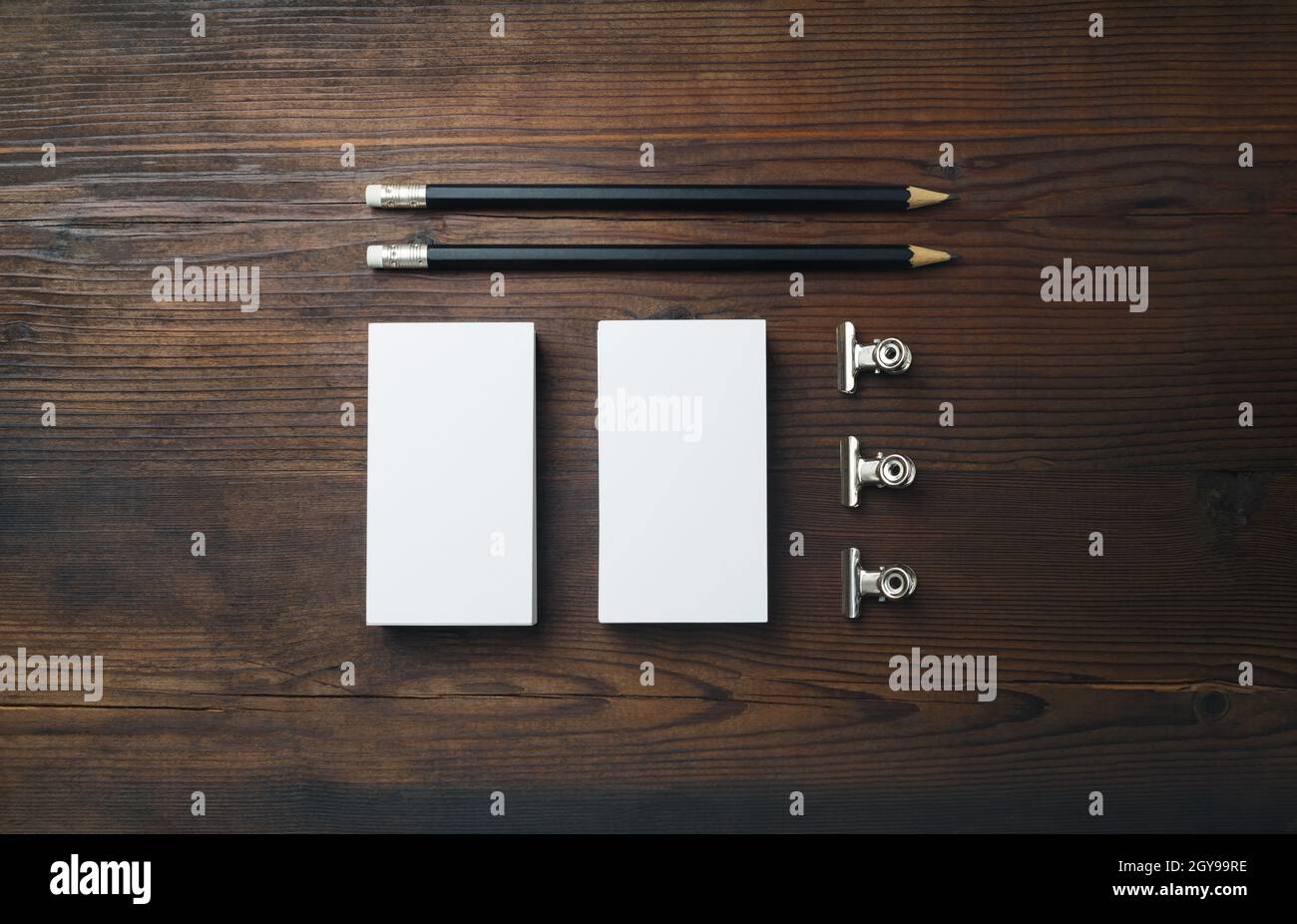 Blank stationery template on wood table background. Blank business ...