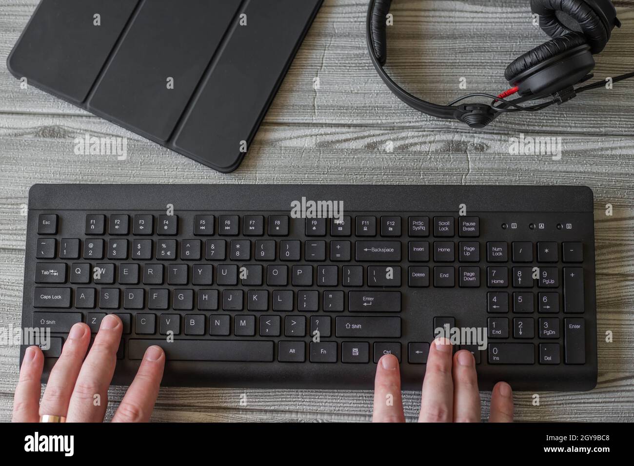 Hands Pointing Pressing Computer Enter Keys Typewriting New Ideas Stock ...