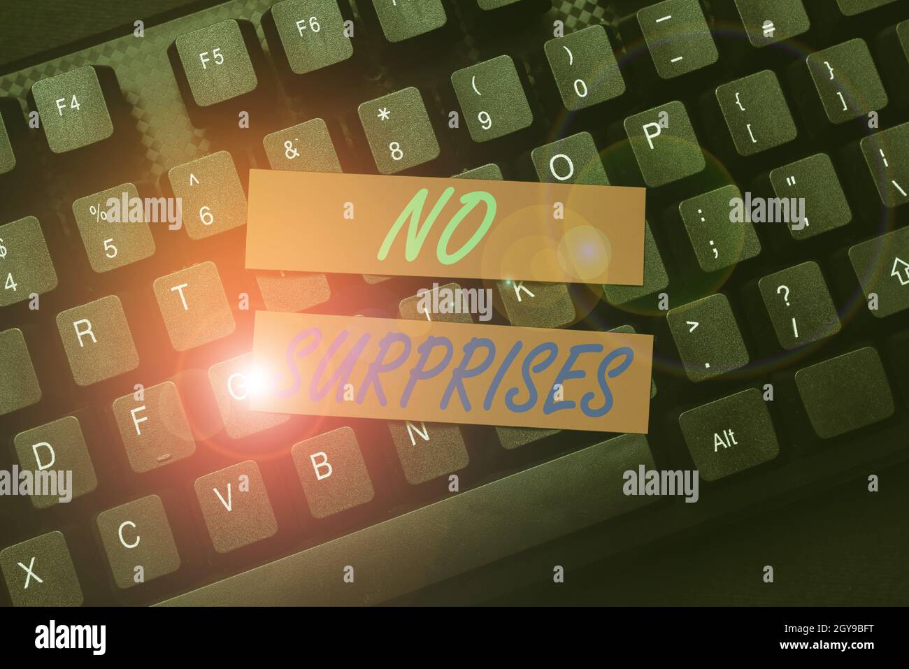 Sign displaying No Surprises, Business concept Presupposed Eventual ...