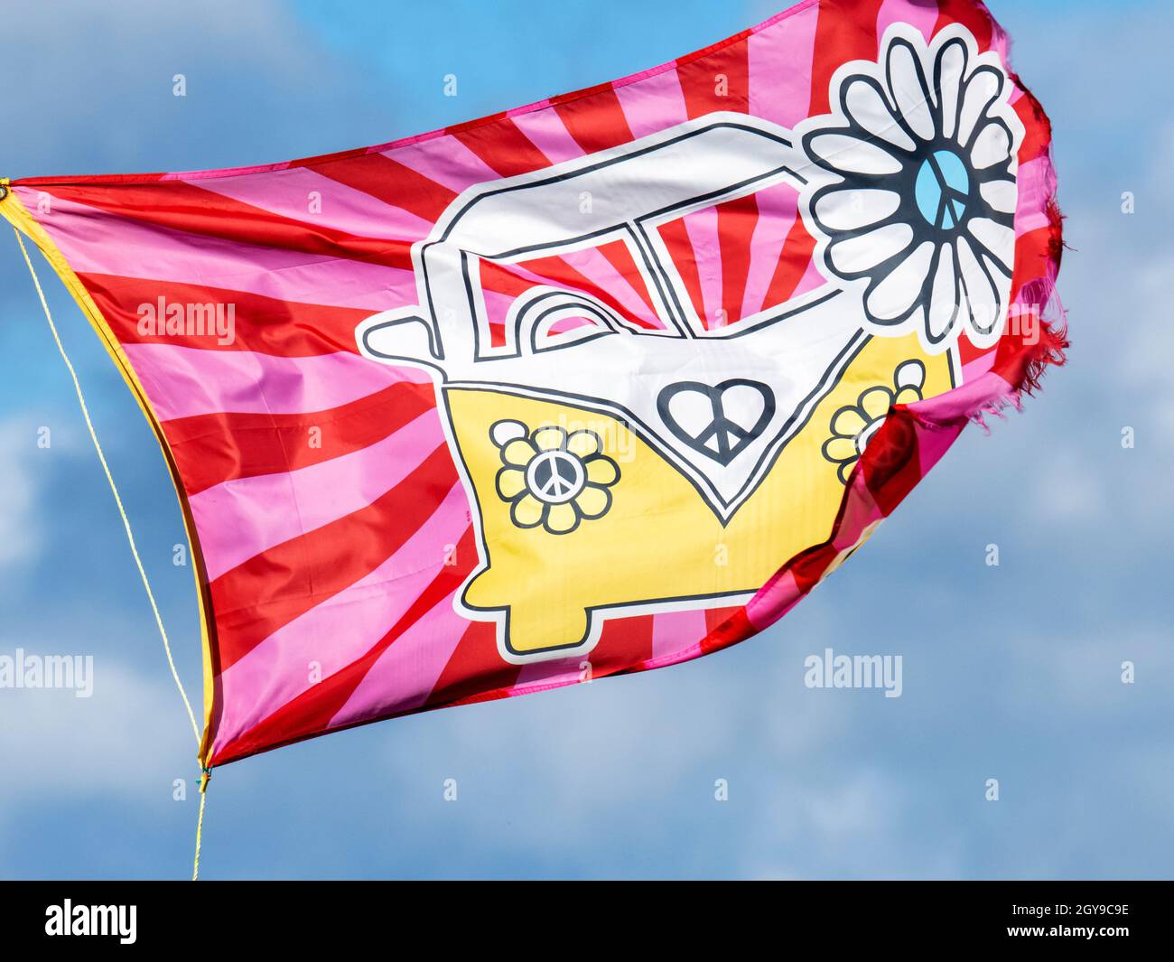 A VW camper van flag in Weybourne, Norfolk, UK Stock Photo - Alamy