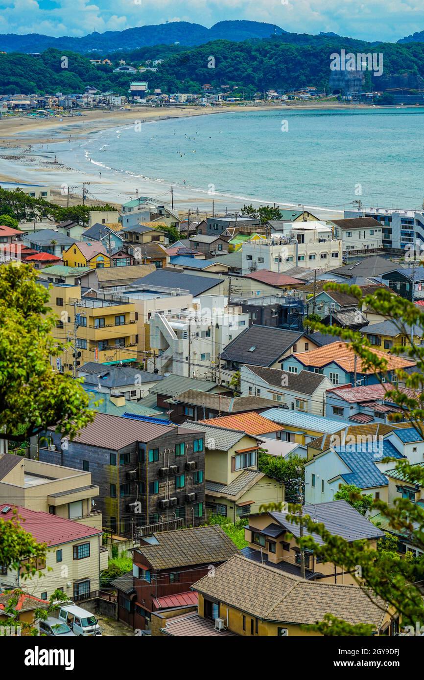 Kamakura of the streets and the blue sky. Shooting Location: Kamakura ...