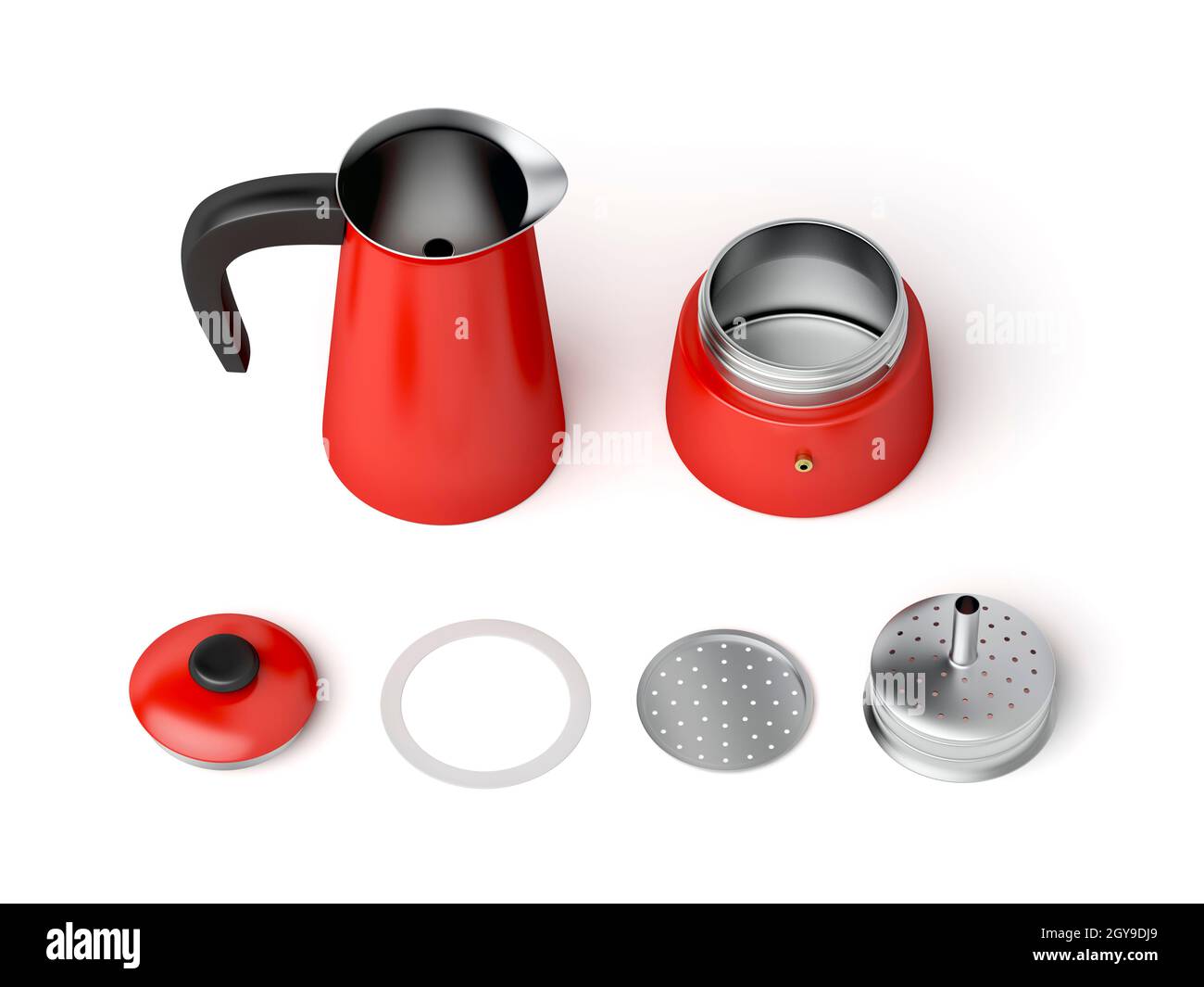 Disassembled moka pot on white background Stock Photo - Alamy