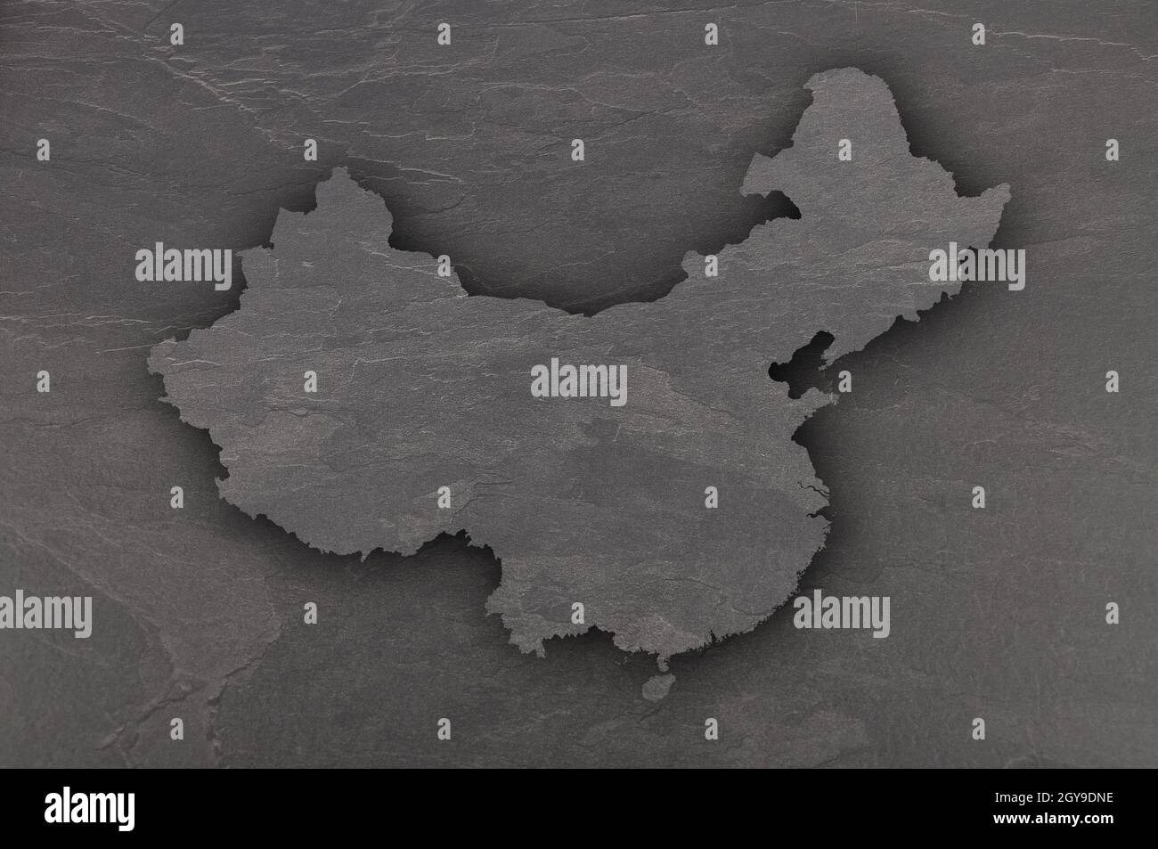 Map of China on dark slate Stock Photo - Alamy