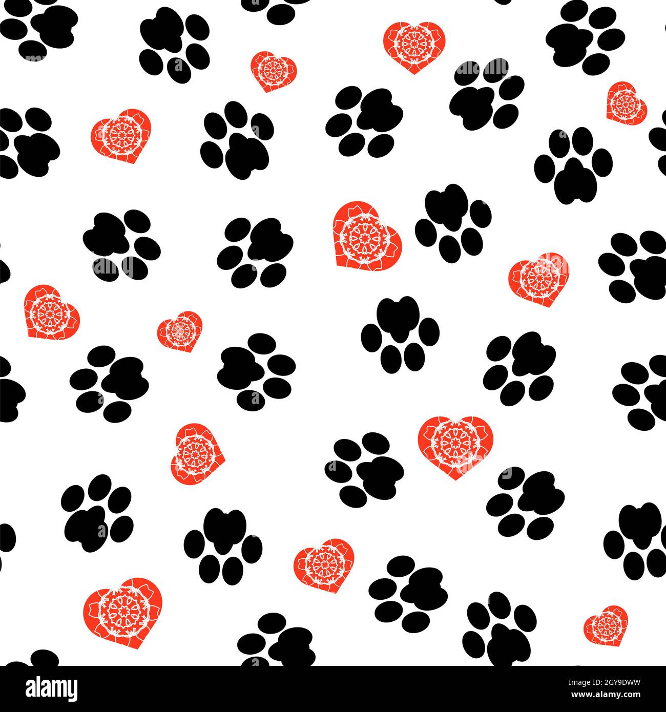 Dog Foot Print Seamless Pattern on White Background. Animal Paws ...