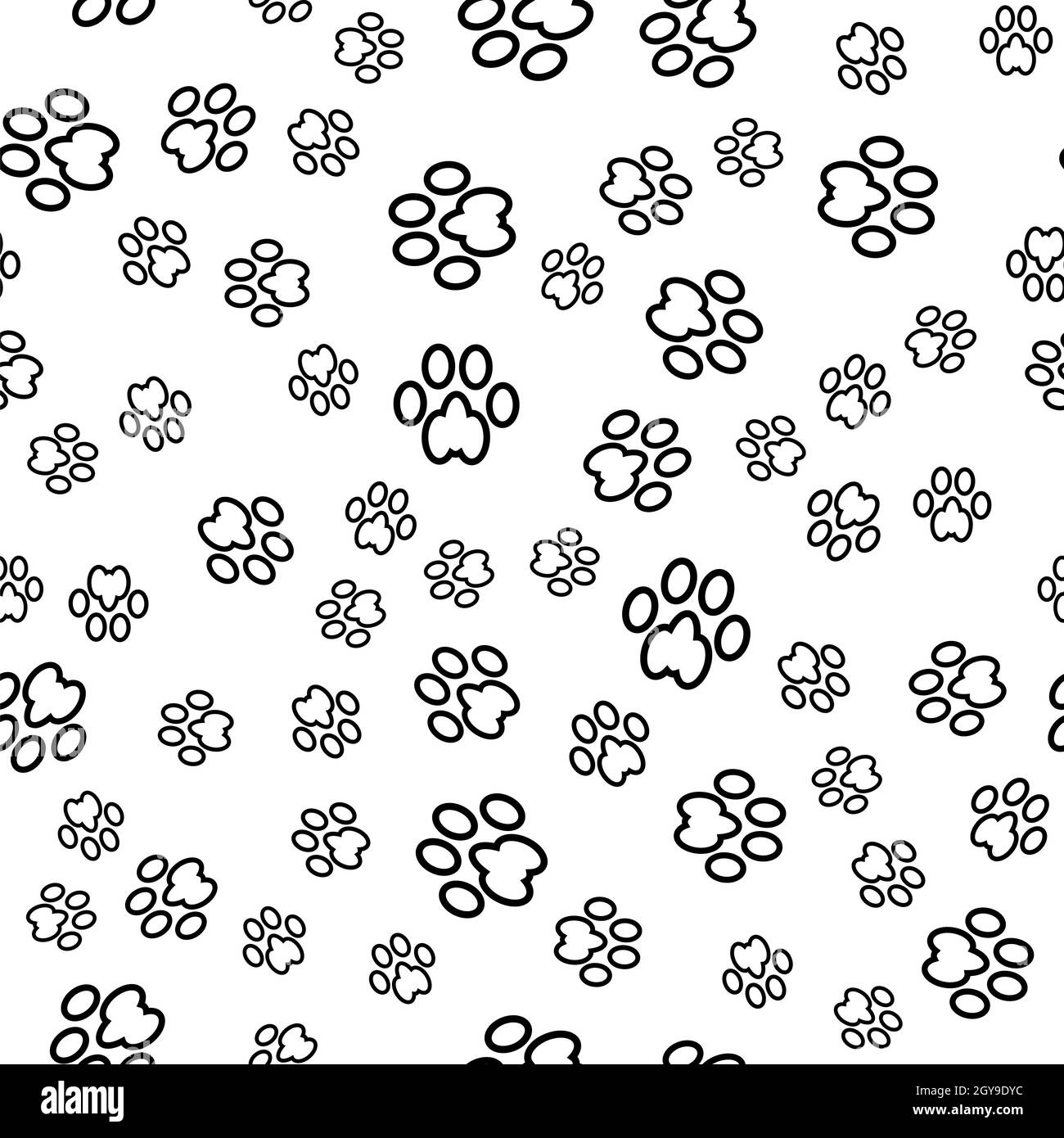 Dog Foot Print Seamless Pattern on White Background. Animal Paws ...