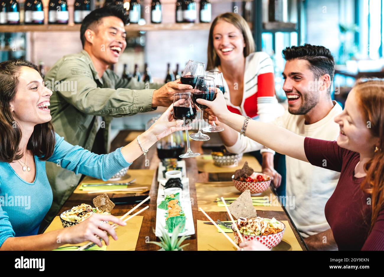 Asian friends dining hi-res stock photography and images - Alamy