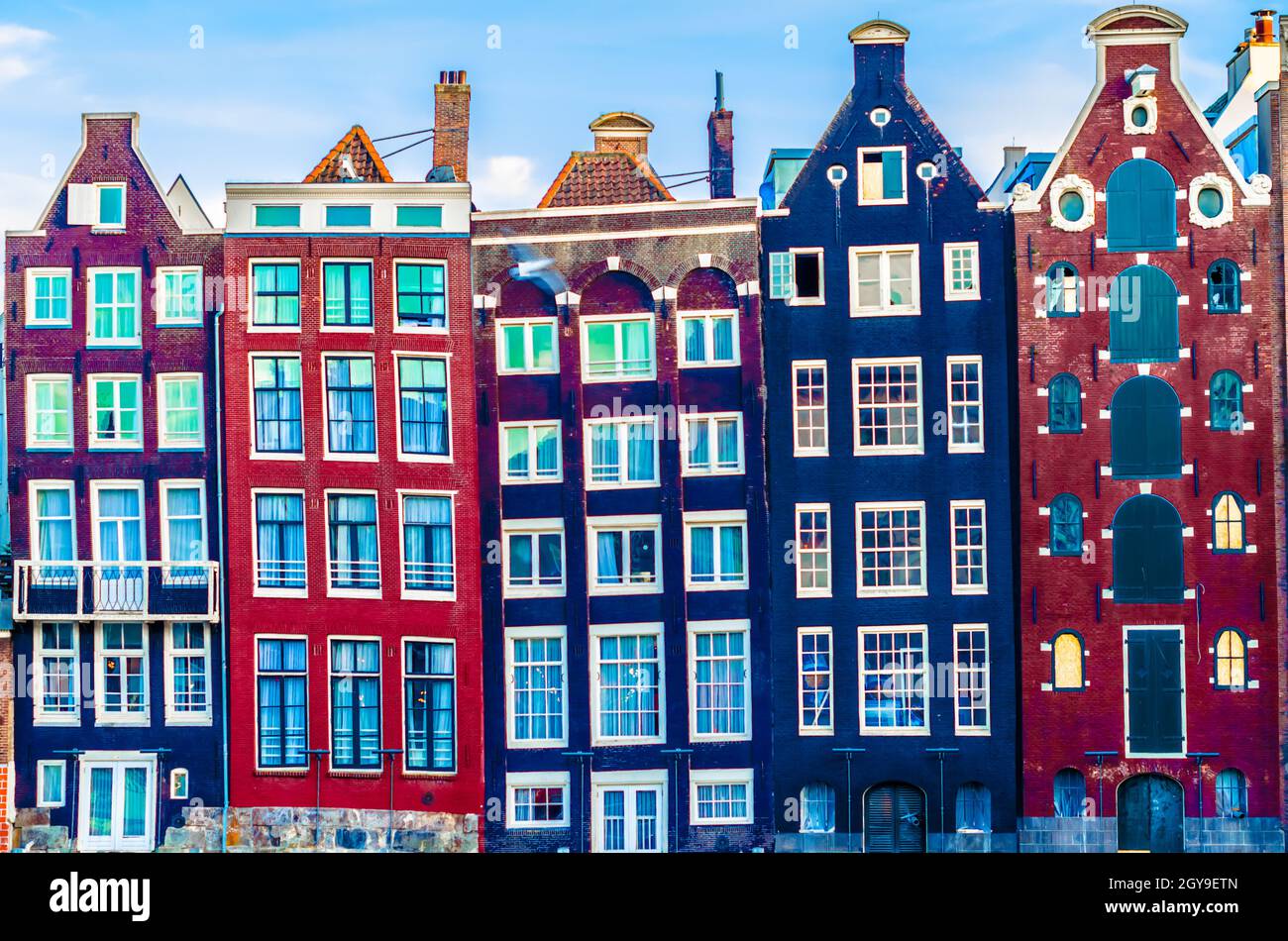 Typical Dutch architecture in Amsterdam, the Netherlands. Colorful ...