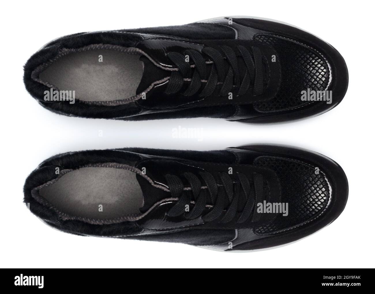 Classic male leather shoes isolated on a white, top view Stock Photo ...