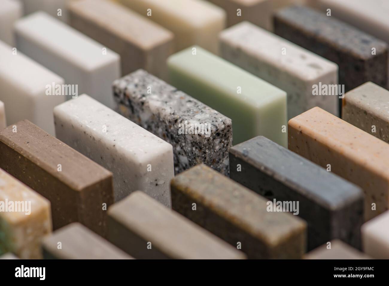 Large selection of stone samples for countertops and floors. Pieces of ...