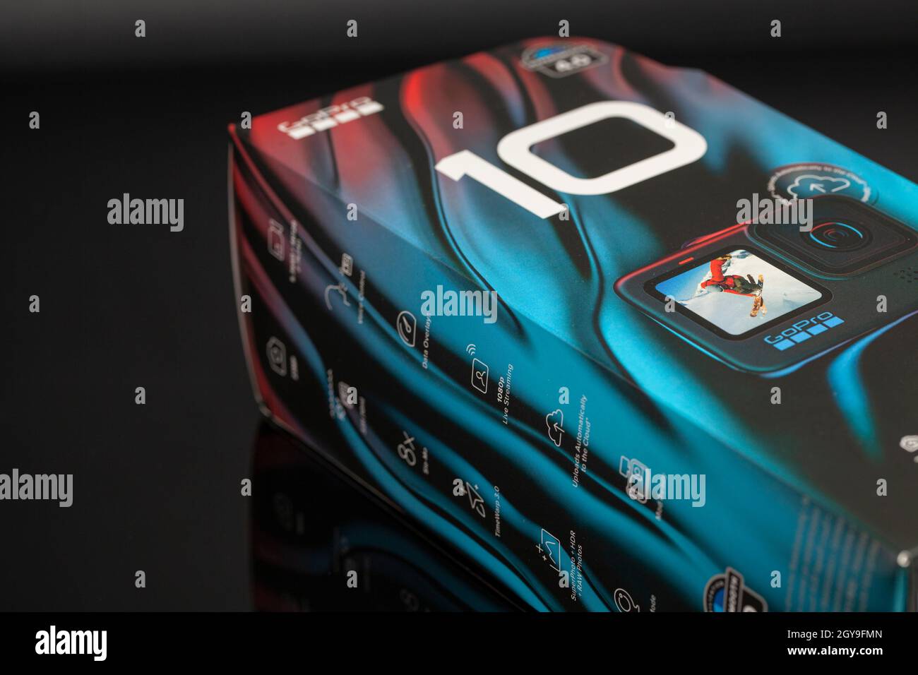 Moscow, Russia, October 06,2021 GoPro HERO10 Black Edition on black ...