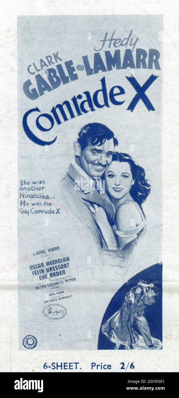 CLARK GABLE and HEDY LAMARR in COMRADE X 1940 director KING VIDOR ...