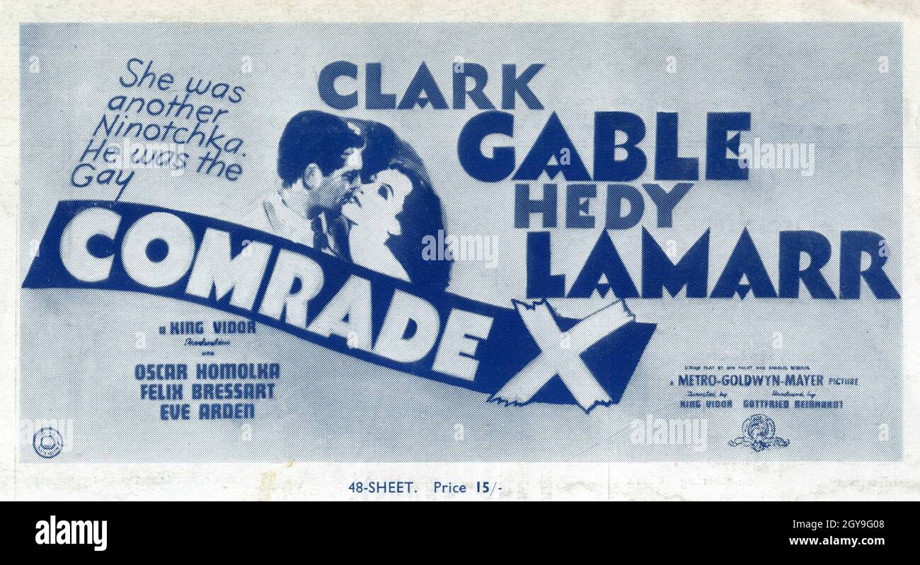 CLARK GABLE and HEDY LAMARR in COMRADE X 1940 director KING VIDOR ...