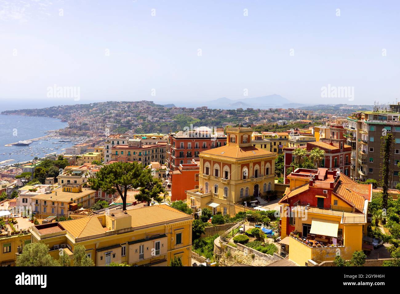 Naples, Italy - June 27, 2021: Aerial view of the boulevard and port on ...