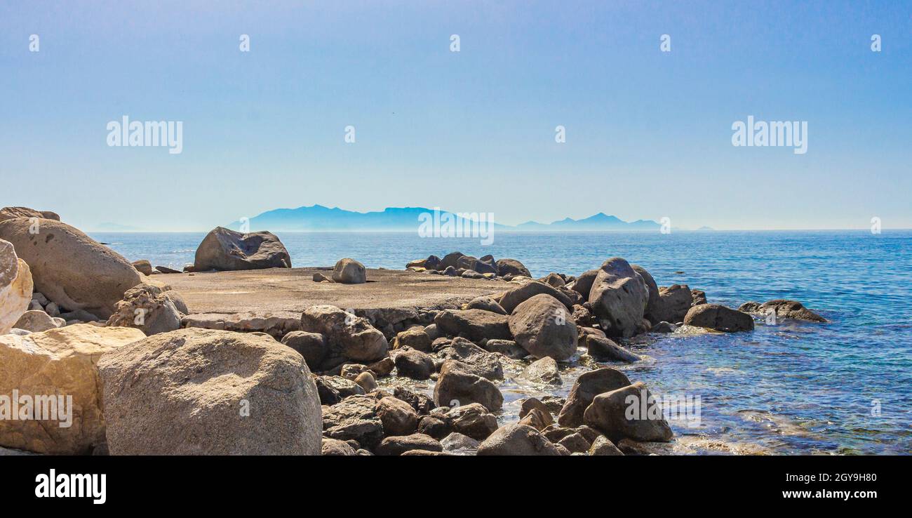 Natural coastal landscapes on Kos Island in Greece with mountains ...