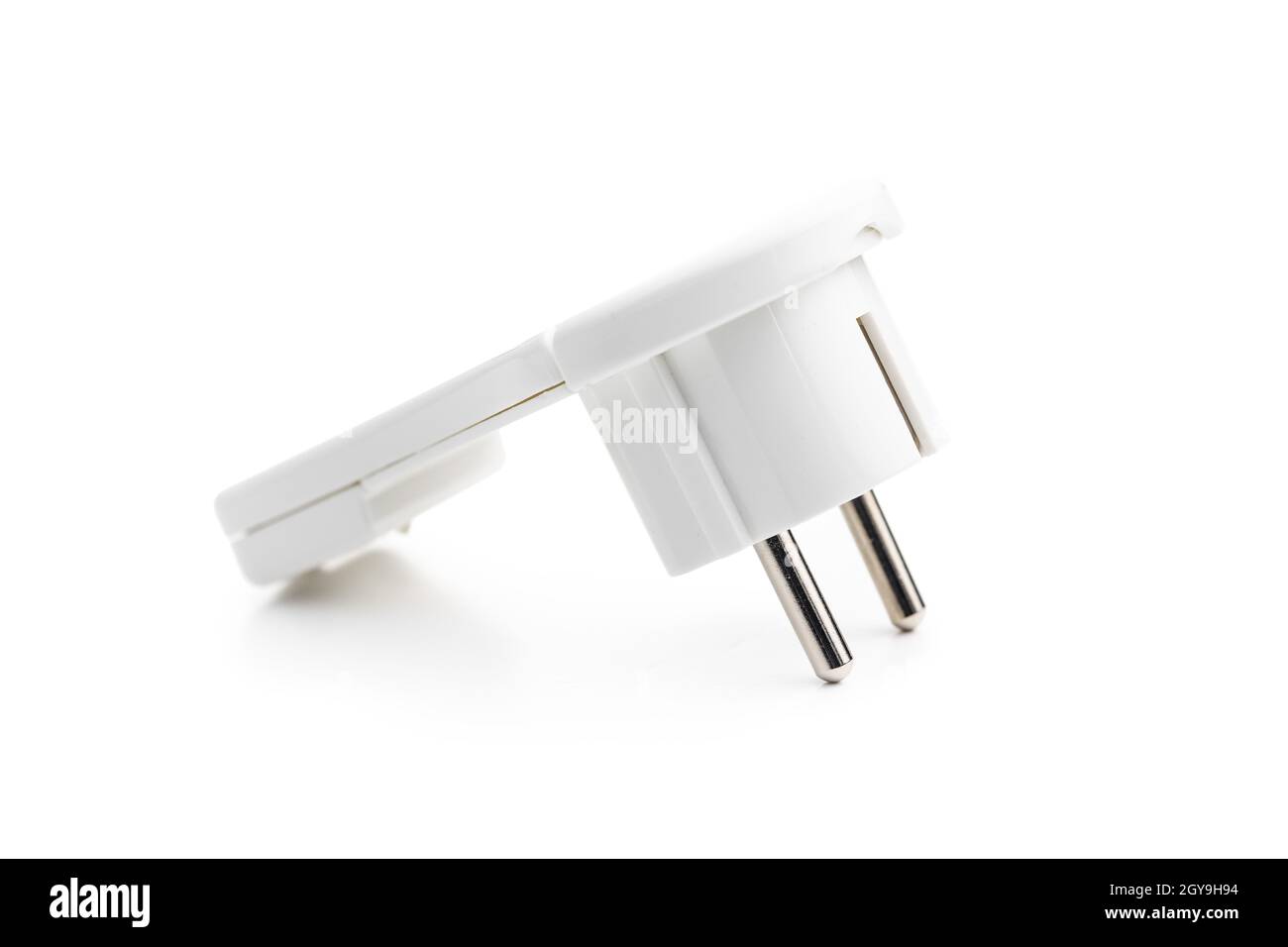 White electric plug isolated on white background Stock Photo - Alamy
