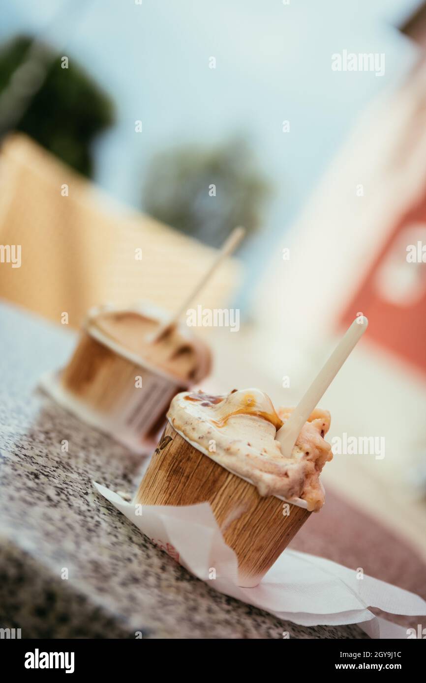 Italian ice cream at gelateria, sundae, Italy Stock Photo - Alamy