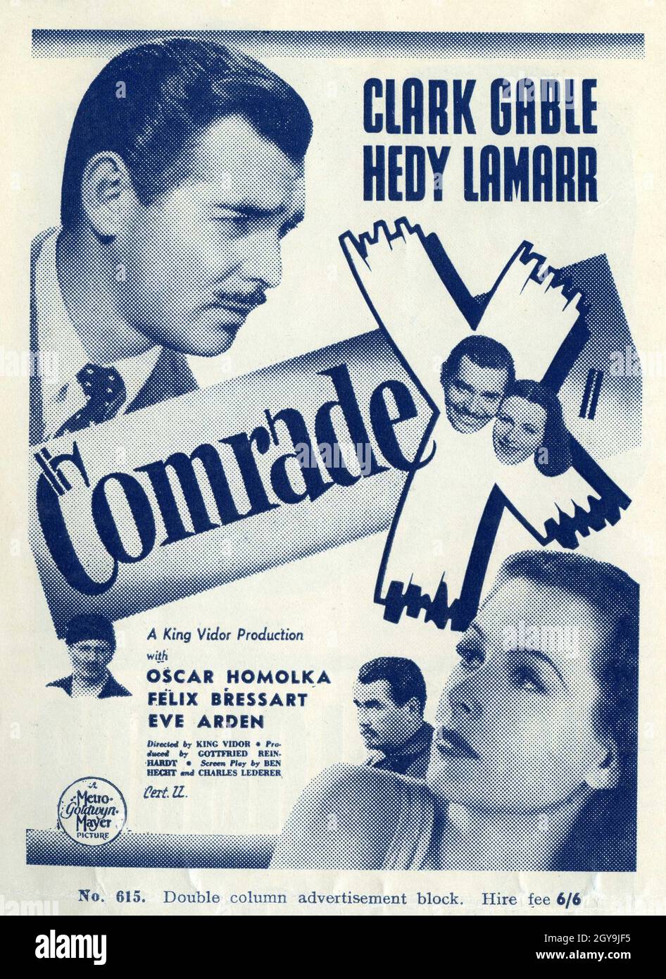 CLARK GABLE and HEDY LAMARR in COMRADE X 1940 director KING VIDOR ...