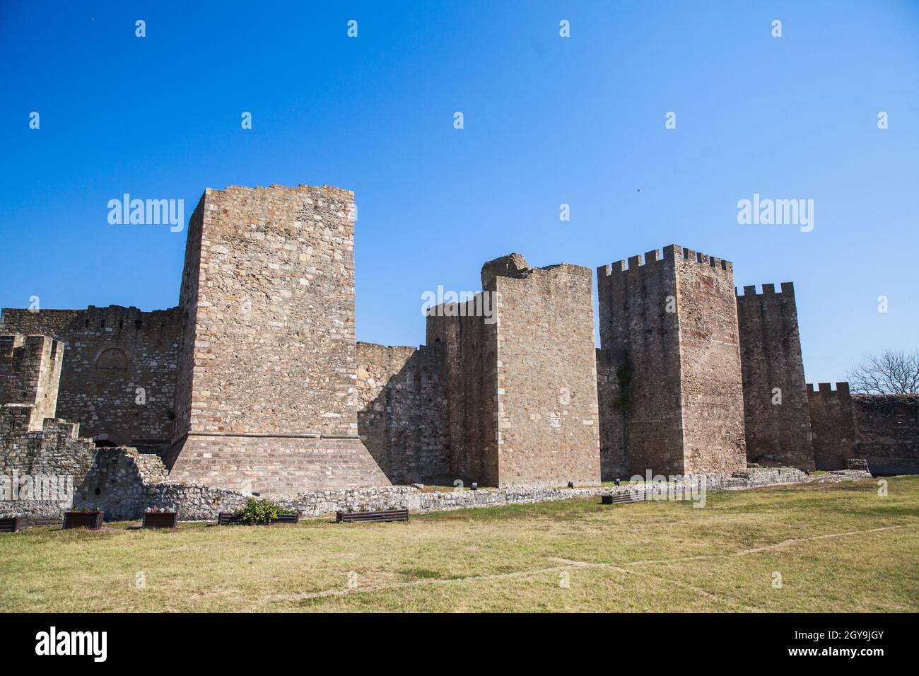 Smederevo Fortress. Medieval fortified city. Located on the right bank ...