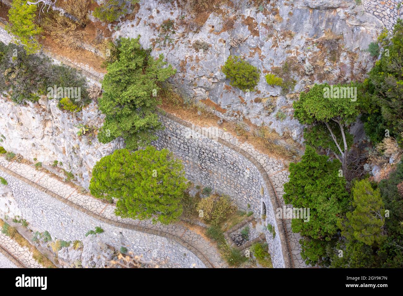 Rocky shoreline on the Tyrrhenian Sea nearby Marina Piccola, view of ...