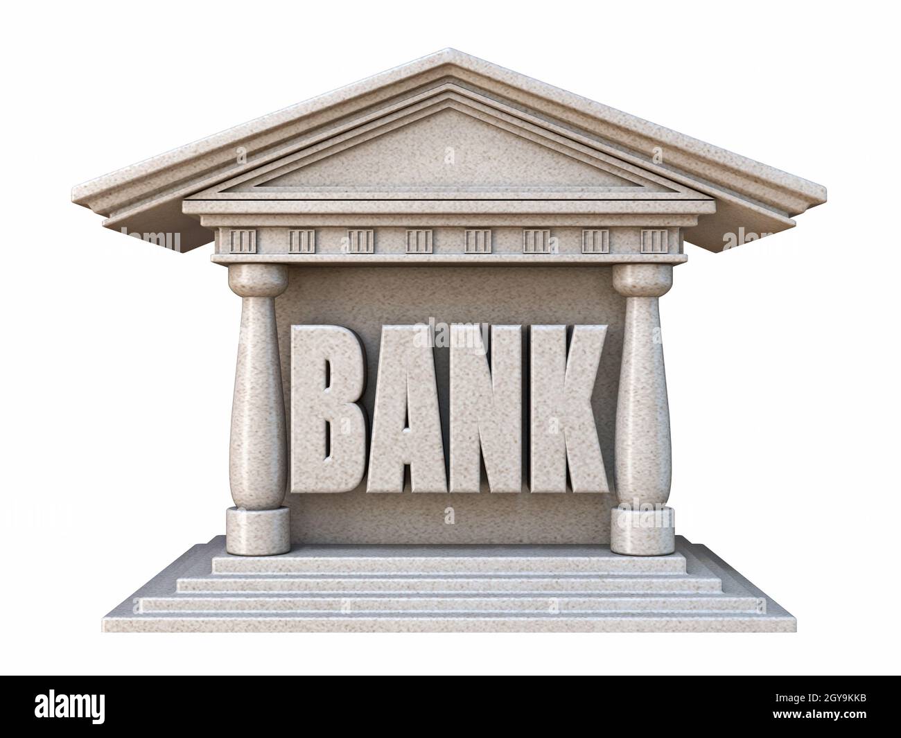 Bank building front view 3D render illustration isolated on white ...
