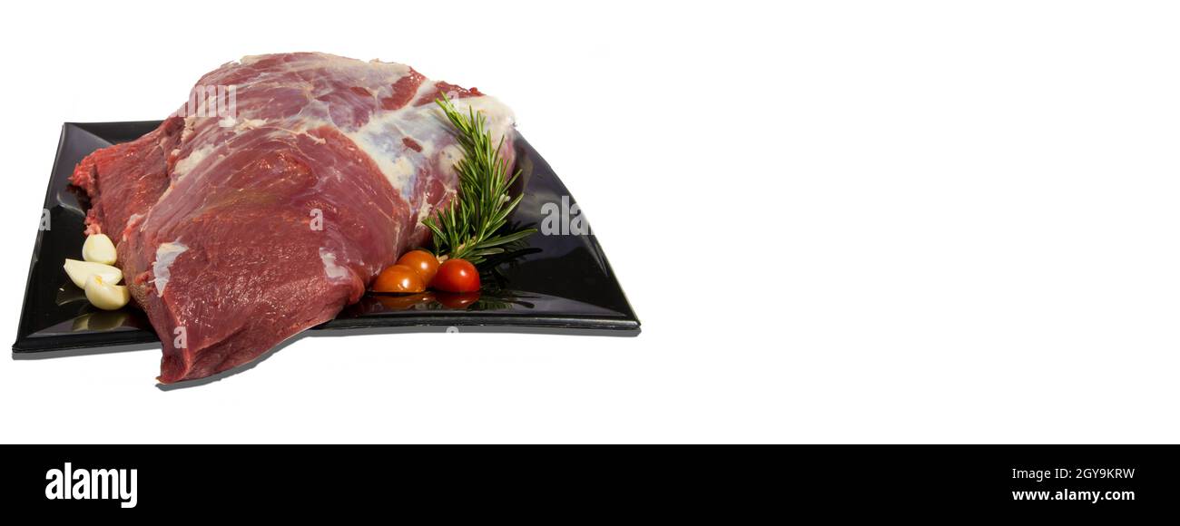Raw meat dish white background, banner image with copy space Stock ...