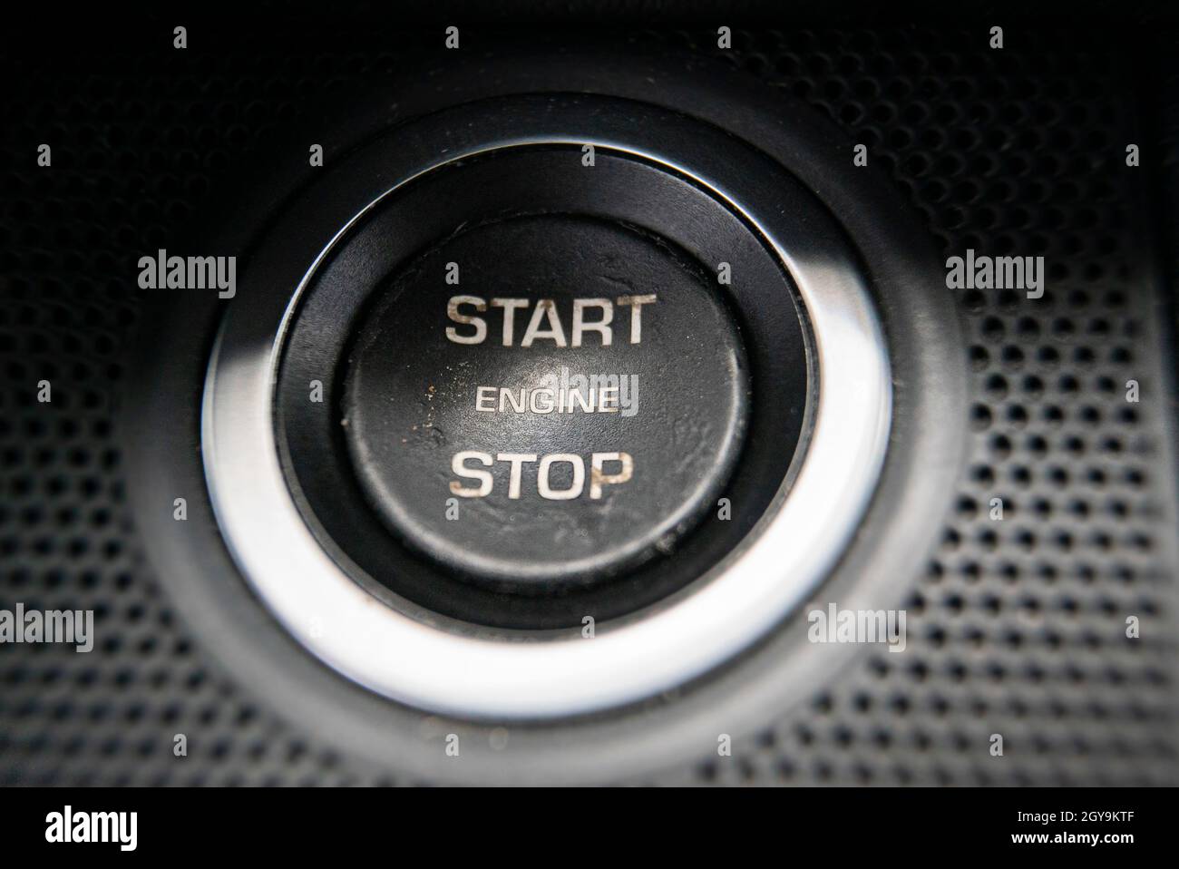 Macro detail of Start engine button in a modern car Stock Photo - Alamy