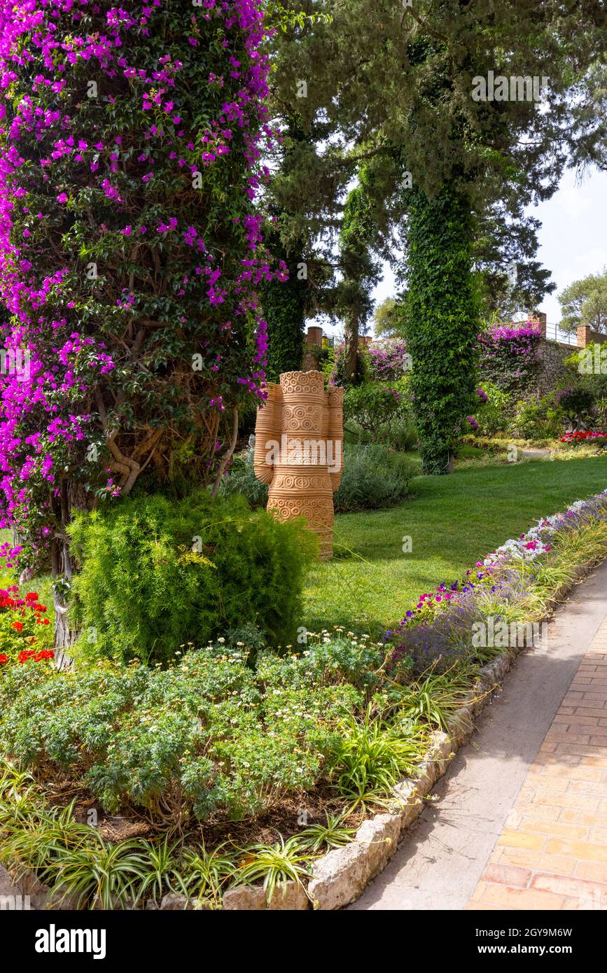 Capri Island, Italy - June 28, 2021: Gardens of Augustus, botanical ...