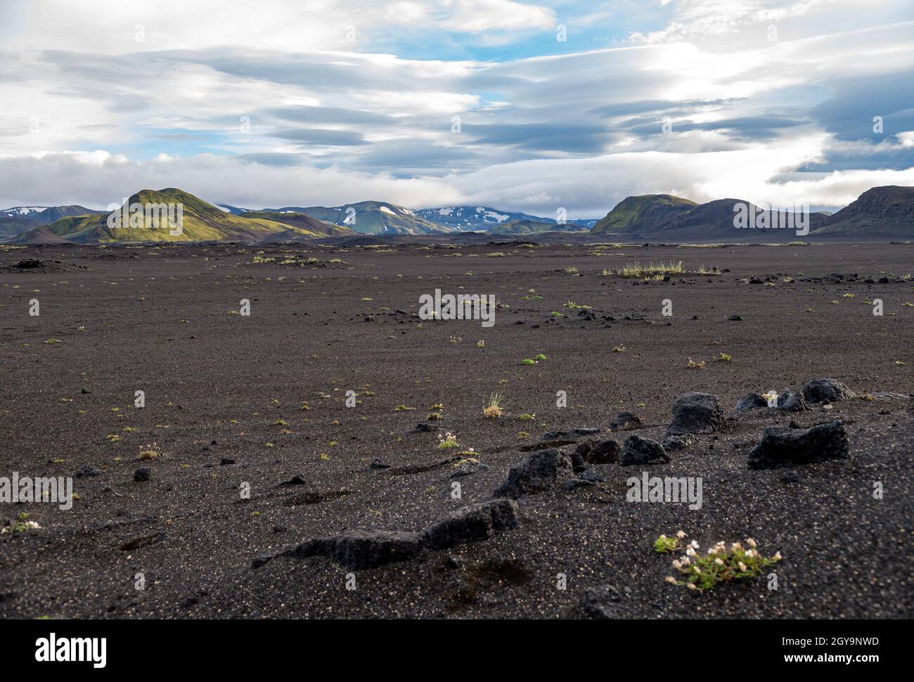 dark lava desert - great vastness in Iceland highlands Stock Photo - Alamy
