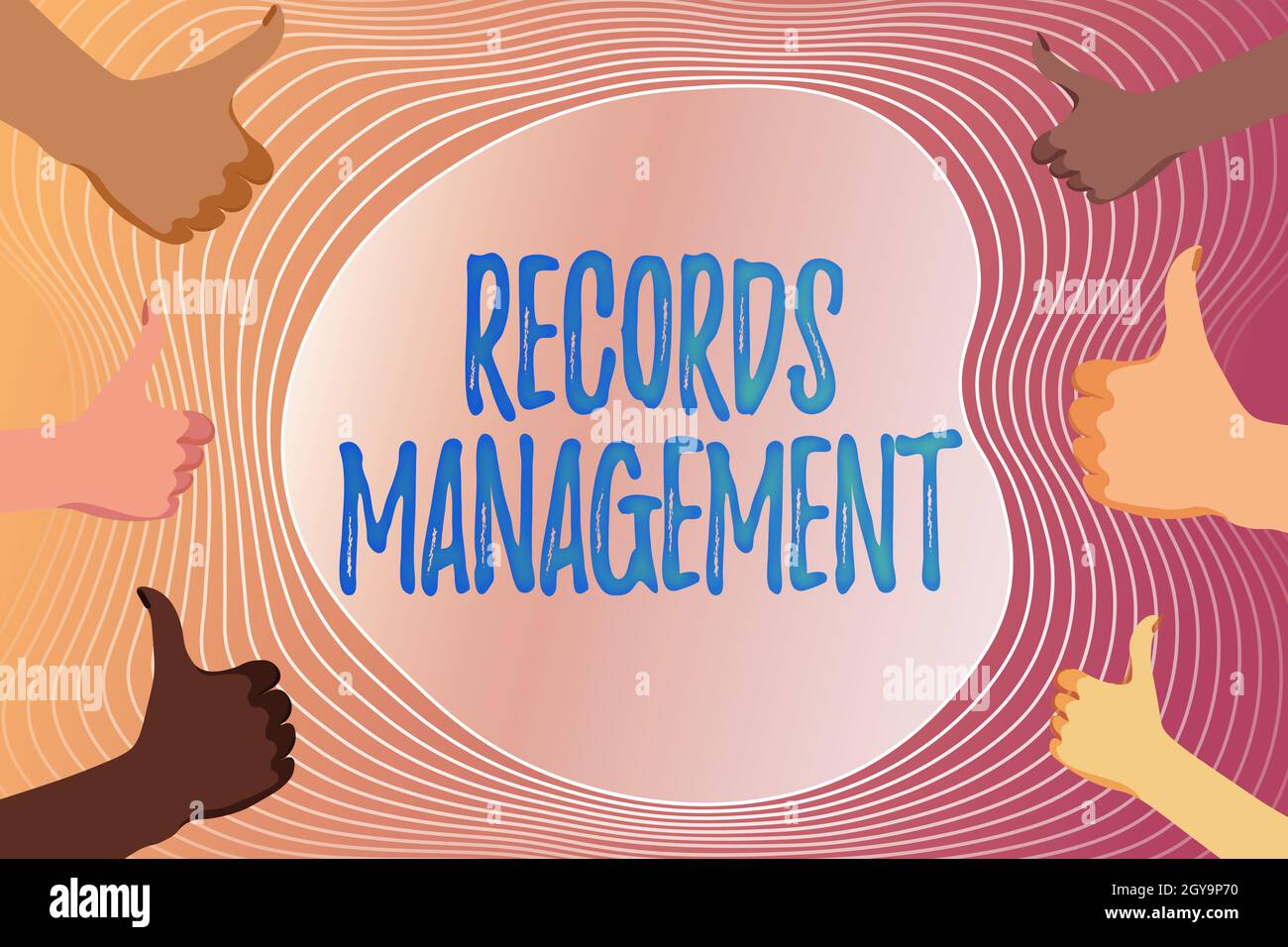 Text sign showing Records Management, Business showcase administration ...