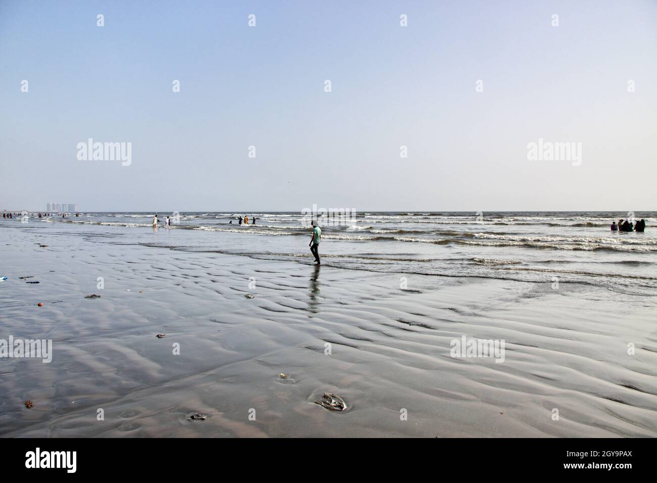 The view of Arabian sea in Clifton Beach of Karachi, Pakistan Stock ...