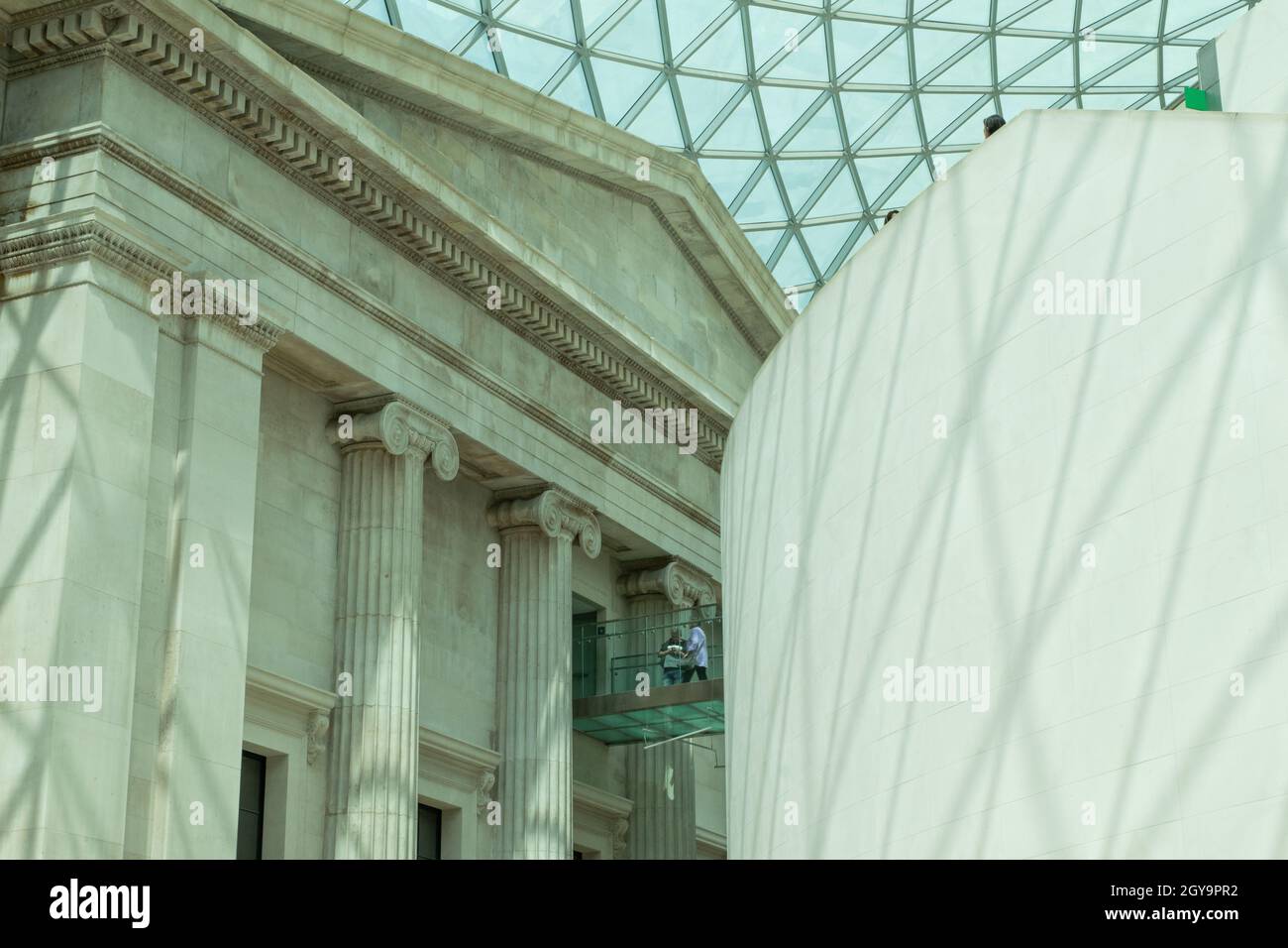 London, England - JUNE 16, 2018: Greek style facade under the glass ...