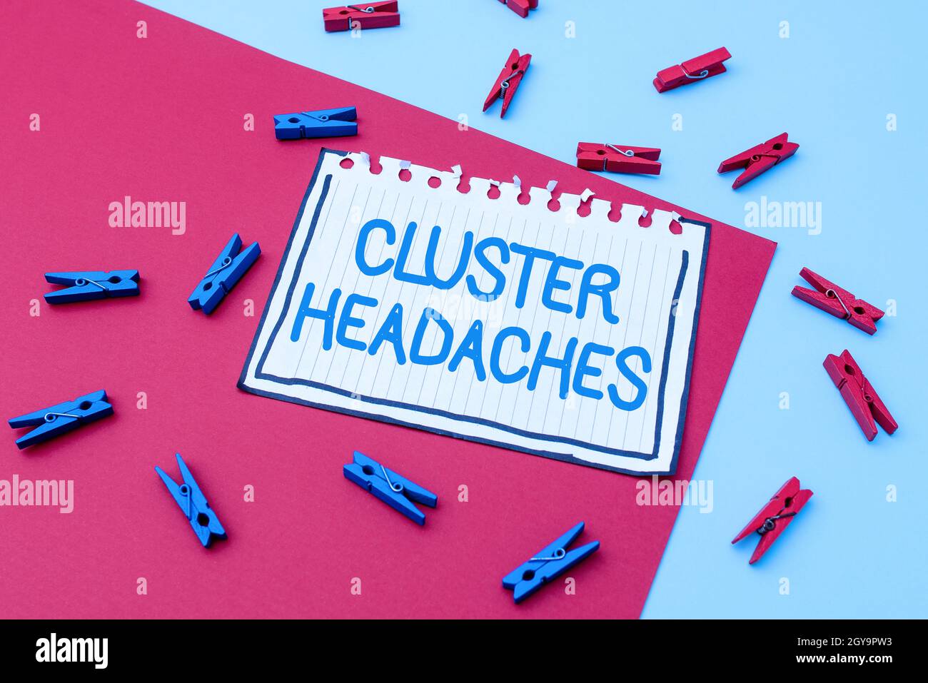 Text caption presenting Cluster Headaches, Word Written on intense pain ...