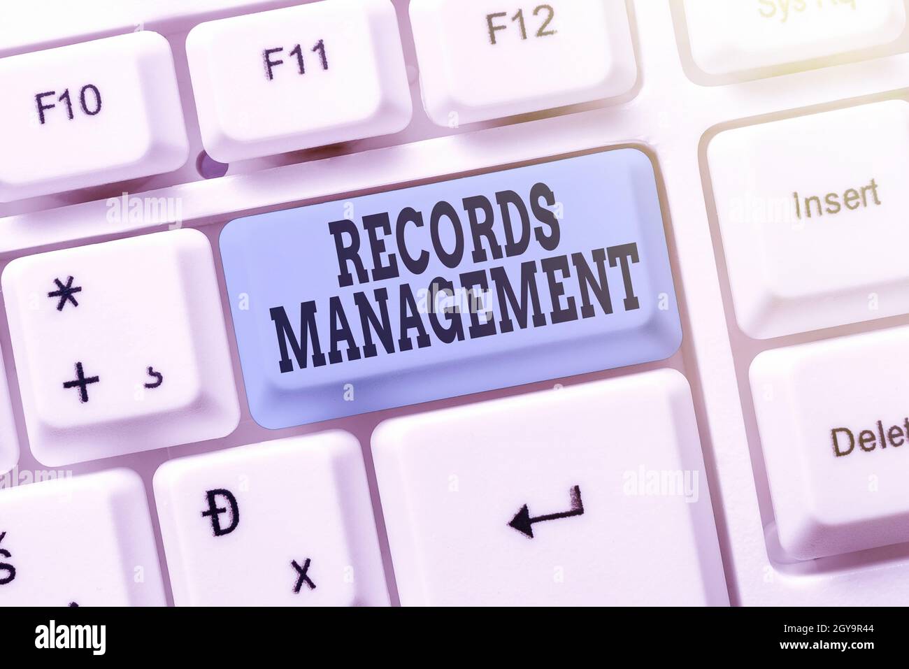 Text caption presenting Records Management, Word for administration of ...