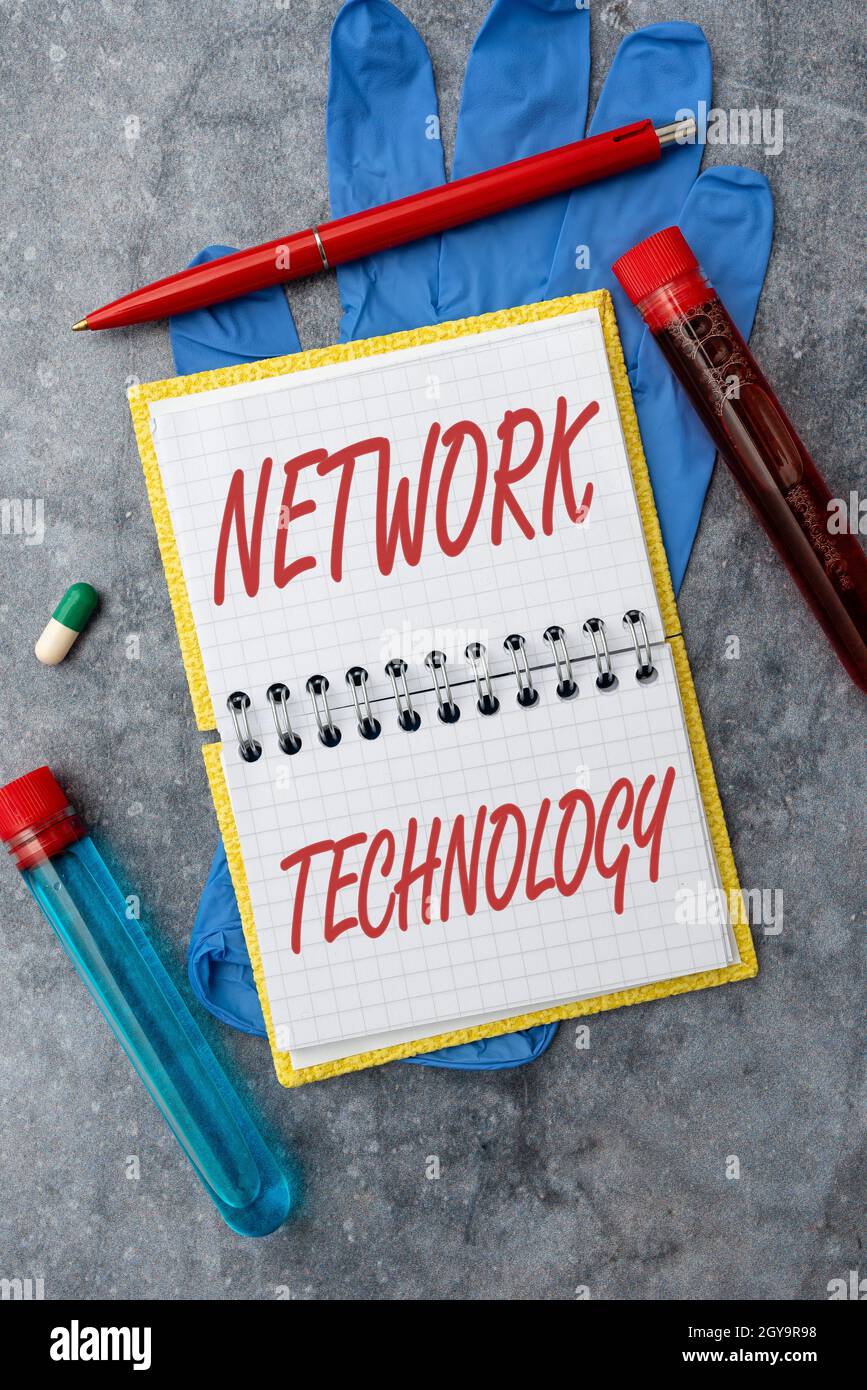 Hand writing sign Network Technology, Business concept transmit data ...