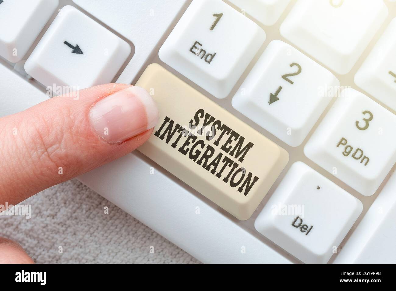 Text caption presenting System Integration, Word Written on process of ...