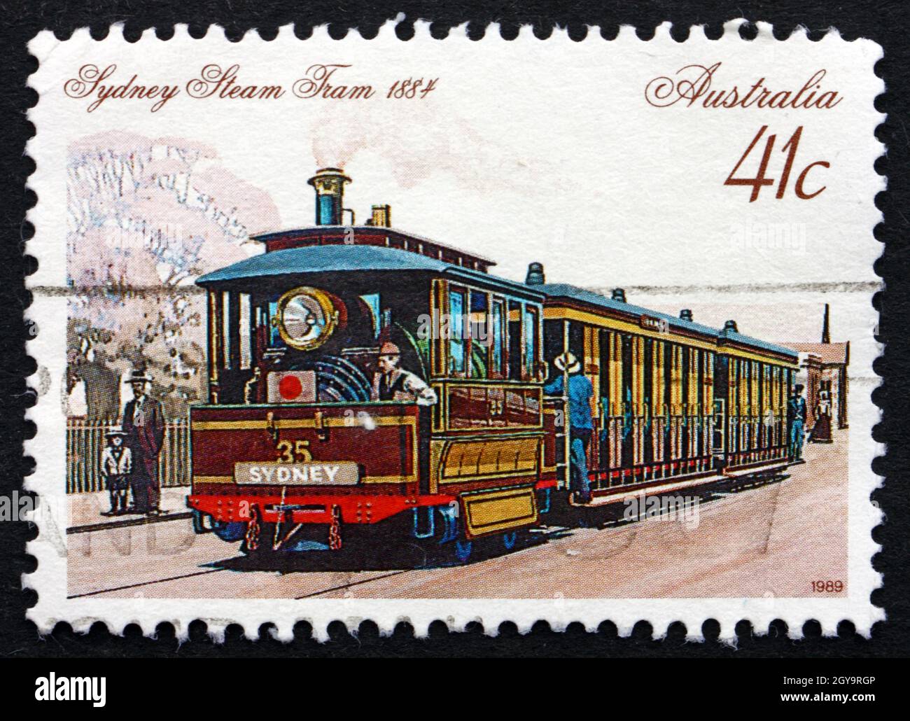 AUSTRALIA - CIRCA 1989: a stamp printed in the Australia shows Steam ...
