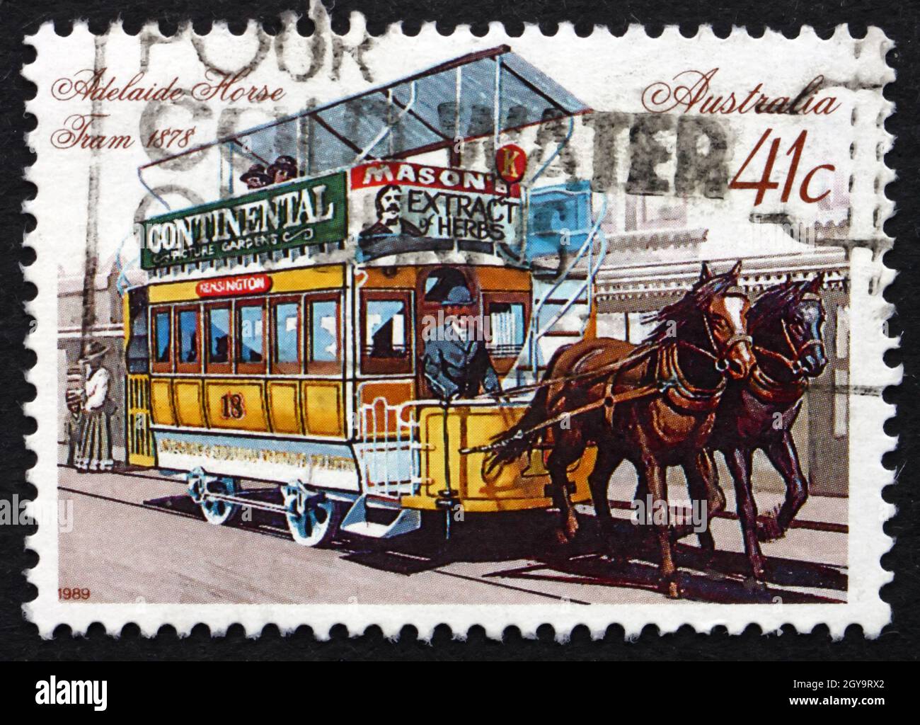 AUSTRALIA - CIRCA 1989: a stamp printed in the Australia shows Horse ...