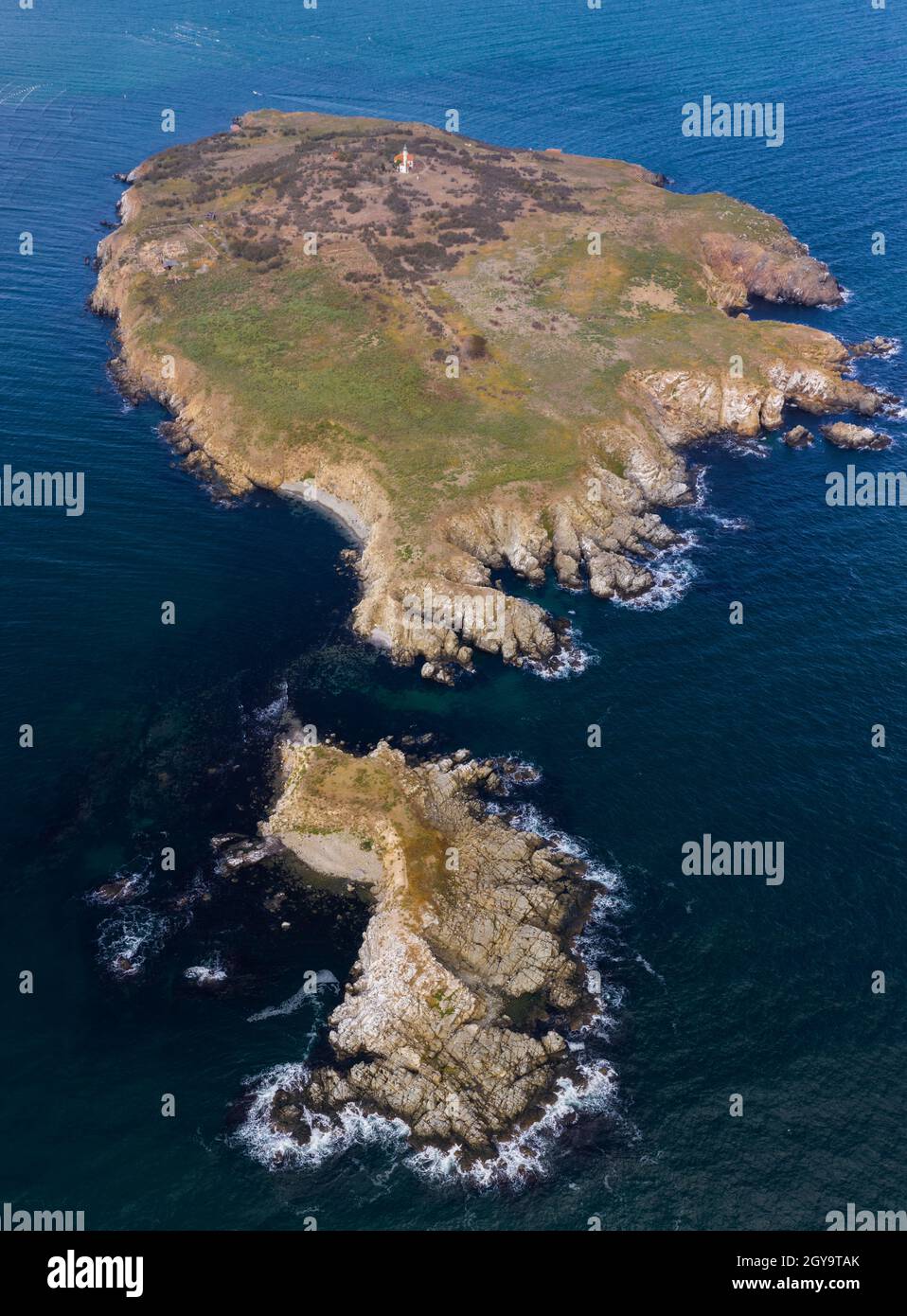 Aerial view to a two islands in the sea Stock Photo - Alamy