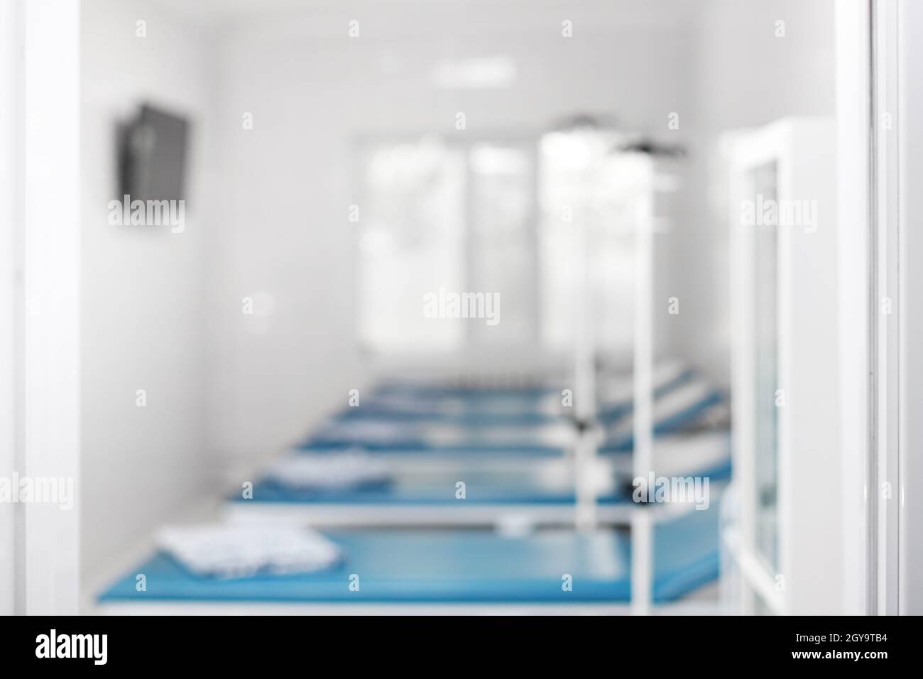 Blurred intravenous drip clinic room for treatment patient injection ...