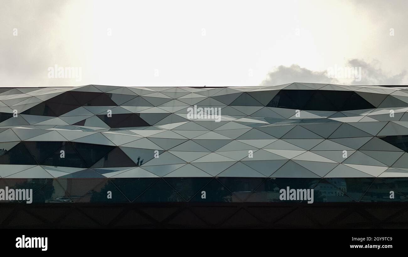Ukraine, Kiev - June 1, 2020: facade of a curved glass building. modern ...