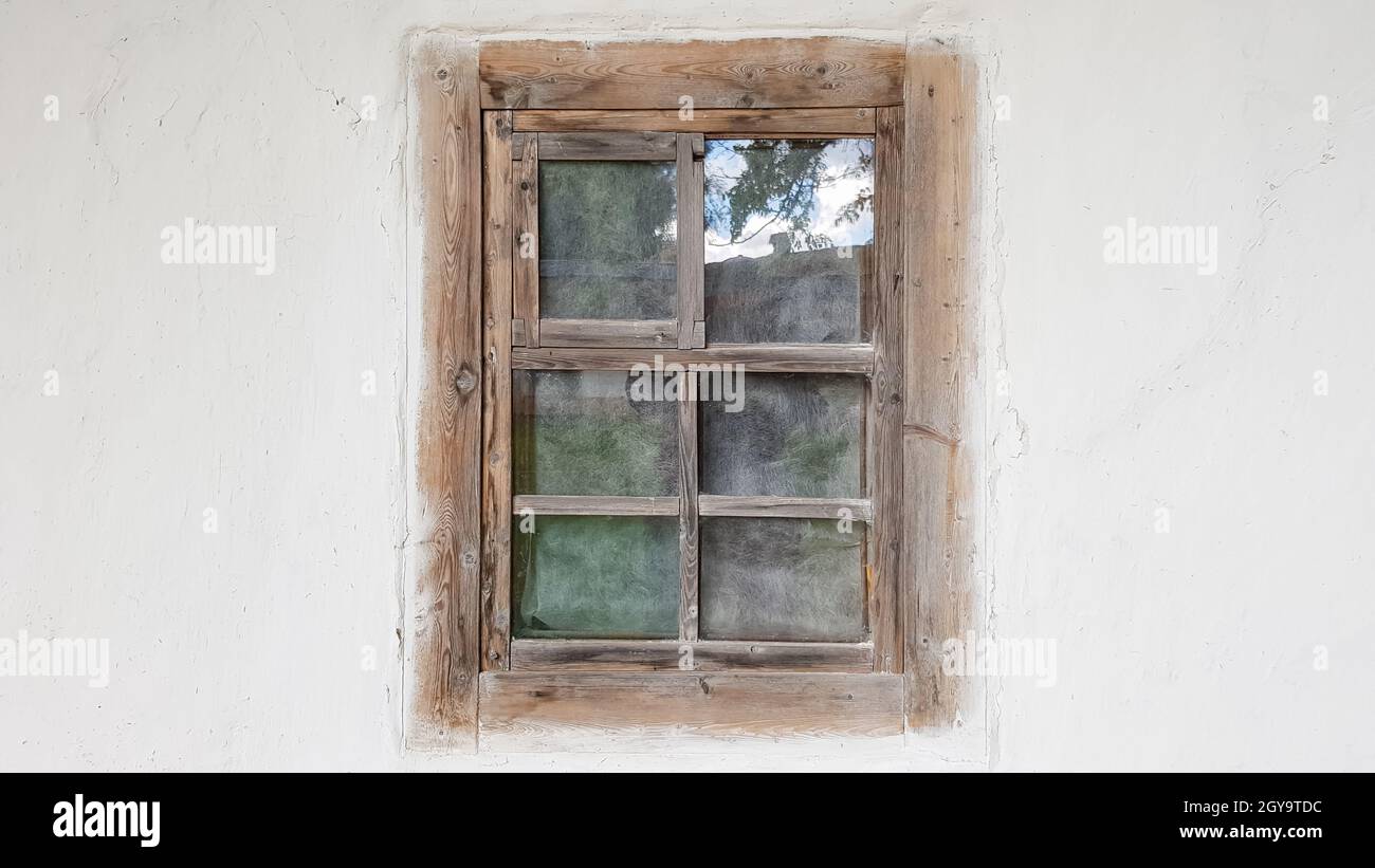 Ukraine, Kiev - June 11, 2020. Old window in a vintage traditional ...