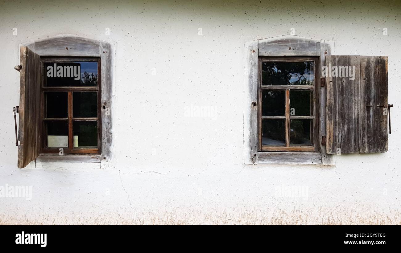 Ukraine, Kiev - June 11, 2020. Old window in a vintage traditional ...