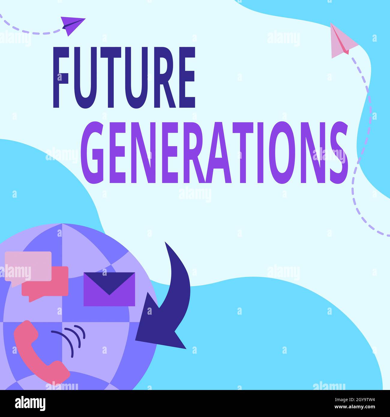 Text caption presenting Future Generations, Conceptual photo ...
